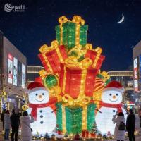 China Custom Giant LED Snowman Lantern with Santa Hat, Outdoor Large Christmas Snowman Light Sculpture for Shopping Mall Plaza, Support Customization for sale