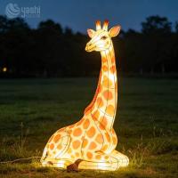 China Custom Giraffe Family LED Animal Lantern Set, African Safari Theme Outdoor Light Installation for sale