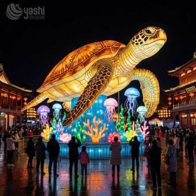 China Custom Giant Sea Turtle Ocean‑World LED Lantern Installation, Marine Animal Light Sculpture for Theme Park & City Festival for sale