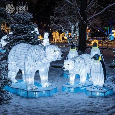 China Custom Arctic Theme LED Lantern Installation, Polar Bear & Penguin Animal Light Sculptures for Winter Zoo & Holiday Festival for sale