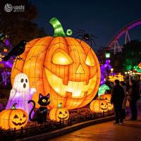 China Custom Giant Halloween Pumpkin Lantern Set, Large LED Jack‑o‑Lantern Group with Ghost, Black Cat, Crow & Spider for sale