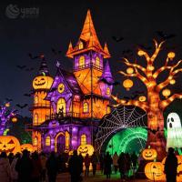China Custom Giant Halloween Pumpkin Lantern Set, Large LED Jack‑o‑Lantern Group with Ghost, Black Cat, Crow & Spider for sale