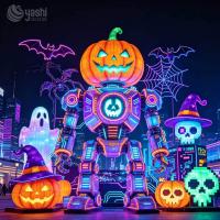 China Custom Giant Halloween Pumpkin Lantern Set, Large LED Jack‑o‑Lantern Group with Ghost, Black Cat, Crow & Spider for sale