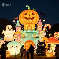 China Custom Giant Halloween Pumpkin Lantern Set, Large LED Jack‑o‑Lantern Group with Ghost, Black Cat, Crow & Spider for sale