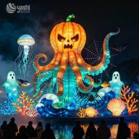 China Custom Ocean Halloween Pumpkin‑Octopus Lantern Set, Large LED Sea‑Theme Spooky Light Sculpture with Jellyfish & Coral for sale