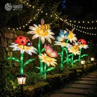 China Custom Giant Phalaenopsis Orchid LED Lanterns, Large Fabric Floral Light Sculptures for Light Festival for sale
