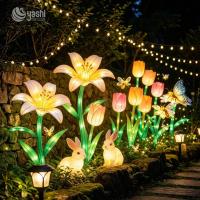China Custom Giant Phalaenopsis Orchid LED Lanterns, Large Fabric Floral Light Sculptures for Light Festival for sale