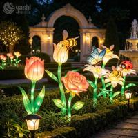 China Custom Giant Phalaenopsis Orchid LED Lanterns, Large Fabric Floral Light Sculptures for Light Festival for sale
