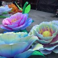 China Custom Giant Peony LED Lanterns, Gradient Color Fabric Flower Light Sculptures for Light Festival for sale