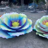 China Custom Giant Peony LED Lanterns, Gradient Color Fabric Flower Light Sculptures for Light Festival for sale