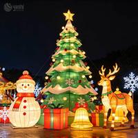 China Custom Giant LED Santa Claus Lantern Set, Outdoor Christmas Light Sculpture with Christmas Tree, Reindeer, Snowman & Teddy Bear, Support Customization for sale