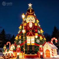 China Custom Giant LED Santa Claus Lantern Set, Outdoor Christmas Light Sculpture with Christmas Tree, Reindeer, Snowman & Teddy Bear, Support Customization for sale
