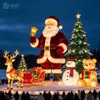 China Custom LED Reindeer Sleigh Christmas Lantern Set, Outdoor Animal Light Sculpture with Christmas Tree, Penguin, Rabbit & Fox, Support Customization for sale
