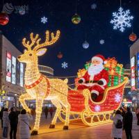 China Custom LED Reindeer Sleigh Christmas Lantern Set, Outdoor Animal Light Sculpture with Christmas Tree, Penguin, Rabbit & Fox, Support Customization for sale