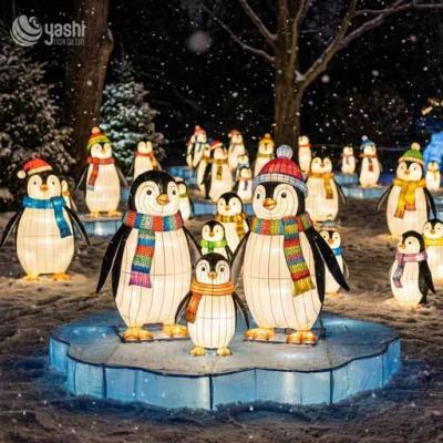 China Custom LED Penguin Family Lantern Set, Outdoor Winter Animal Light Sculpture for Christmas Light Festival, Support Customization for sale