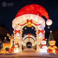 China Custom Giant LED Santa Hat Light Sculpture, Outdoor Fabric Frame Christmas Santa Hat Light Display with Bell for Light Festival, Support Customization for sale