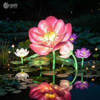 China Custom Giant Tulip LED Lanterns, Large Fabric Floral Light Sculptures for Garden & Light Festival for sale