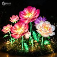 China Custom Giant Floating Lotus LED Lantern with Dragonfly Decor, String‑dot Water Lily Light Sculpture for Lake Festival for sale