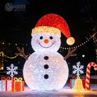 China Custom Large LED Lighted Snowman Sculpture, Outdoor 3D Wireframe Snowman Light with Gift Boxes & Candy Cane for Christmas Decor, Support Customization for sale