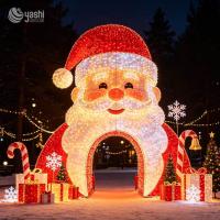 China Custom LED Wireframe Santa Hat Light Sculpture Set, Giant Double Santa Hat Christmas Light Display with Gift Boxes & Snowflake for Outdoor Light Festival, Support Customization for sale