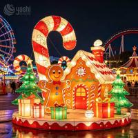China Custom LED Wireframe Sitting Santa Claus Light Sculpture, Giant Santa With Gift Bag Outdoor Christmas Light Display for Shopping Mall Light Festival, Support Customization for sale