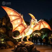 China Custom Giant Pterosaur LED Lantern Sculpture, Flying Prehistoric Dinosaur Light Installation for Dino‑Park & Theme Festival for sale