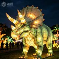 China Custom Giant Triceratops LED Dinosaur Lantern Sculpture, Prehistoric Animal Light Installation for Theme Park & Dino‑Festival for sale