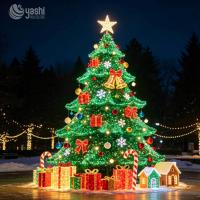 China Custom LED Giant Outdoor Christmas Tree Light Sculpture, Large Pre-lit Xmas Tree With Star, Baubles & Gift Box Scene Decor for Plaza, Shopping Mall Light Festival, Support Customization for sale