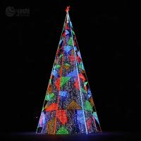 China Custom LED Giant Outdoor Christmas Tree Light Sculpture, Large Pre-lit Xmas Tree With Star, Baubles & Gift Box Scene Decor for Plaza, Shopping Mall Light Festival, Support Customization for sale