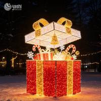 China Custom LED Giant Sitting Polar Bear Light Sculpture with Red Scarf, Outdoor Christmas Polar Bear Light Display with Gift Boxes for Park & Mall Light Festival, Support Customization for sale