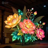 China Giant Colorful Fabric Flower Lantern Installation Festival Lantern for Botanical Garden and Theme Park Night Light Festival for sale