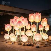 China Giant Colorful Fabric Flower Lantern Installation Festival Lantern for Botanical Garden and Theme Park Night Light Festival for sale