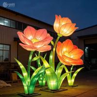 China Giant Colorful Fabric Flower Lantern Installation Festival Lantern for Botanical Garden and Theme Park Night Light Festival for sale