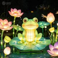 China Frog Lotus Water Scene Festival Lantern Animal Lantern Christmas Decoration New Year Decoration Lighting Engineering Design for sale