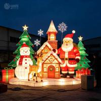 China Large Santa Snowman Christmas Tree Reindeer Gift Box Festival Lantern Set For Outdoor Theme Park Zoo Botanical Garden Holiday Decoration for sale