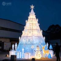 China Large Gift Box Stack Christmas Tree Festival Lantern Set For Outdoor Theme Park Scenic Spot Christmas Decoration for sale