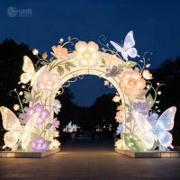 China Enchanted Floral Butterfly Arch Lantern Custom Immersive Glowing Forest Entrance Light Installation for sale