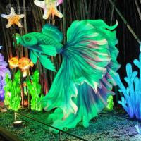 China Custom Hand‑made Giant Glowing Betta Fish Lantern Immersive Ocean‑Theme Light Installation for Park and Zoo Night‑Tour Festival Decorations for sale