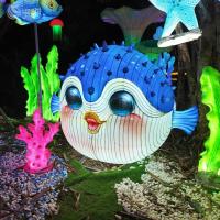 China Cute Puffer Fish Ocean‑Theme Lantern Set Custom Immersive Underwater Light Installation for Park Zoo Night‑Tour Festival Decor for sale