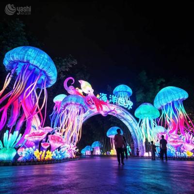 China Giant Jellyfish Ocean Arch Lantern Custom Immersive Underwater Gateway Light Installation for Park Zoo Ocean‑Theme Park Night‑Tour Festival Decorations for sale