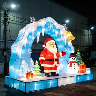 China Giant Santa Claus Arch Festival Lantern Outdoor LED Light Sculpture for Shopping Mall Theme Park Christmas Entrance Decoration for sale