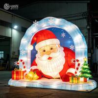 China Giant Santa Claus Arch Festival Lantern Outdoor LED Light Sculpture for Shopping Mall Theme Park Christmas Entrance Decoration for sale