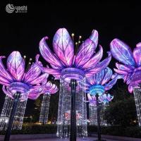 China Giant Purple Lotus Flower Lantern, Zigong Handmade Silk LED Light Sculpture for Park Night Tour Festival Decoration for sale