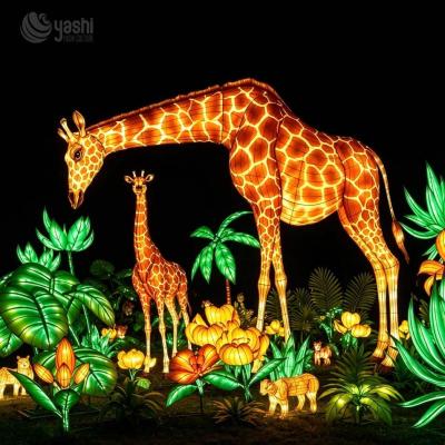 China Giant Custom Giraffe Animal Lantern Set, Turnkey Design and Installation Service for Theme Park Night Tour Festival Decoration for sale
