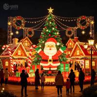 China Custom Christmas Tree Santa and Reindeer Lantern Set, Outdoor LED Silk Light Sculpture for Theme Park Night Tour Christmas Decoration for sale