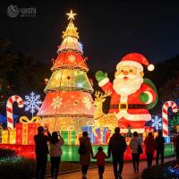 China Custom Christmas Tree Santa and Reindeer Lantern Set, Outdoor LED Silk Light Sculpture for Theme Park Night Tour Christmas Decoration for sale