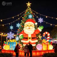 China Custom Santa Sleigh Christmas Arch Lantern Set, Outdoor LED Silk Sculpture for Theme Park Night Tour Holiday Party Decoration for sale