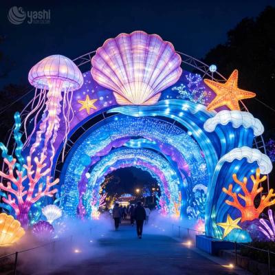 China Custom Underwater World Ocean Themed Lantern Arch For Outdoor Theme Park Night Tour Festival Entrance Decoration for sale
