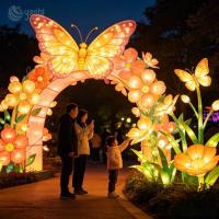 China Custom Forest Deer Arch Festival Lantern, Large Outdoor LED Silk Light Sculpture for Theme Park Night Tour Entrance Decoration for sale