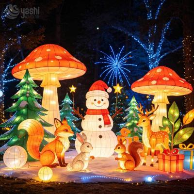 China Custom Premium Christmas Snowman Sculpture Lantern, Holiday Decor Lantern for Outdoor Parks Zoos and Theme Parties for sale